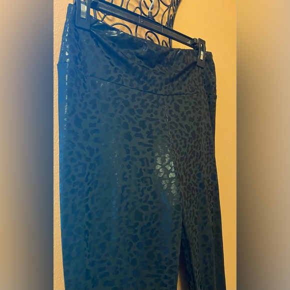 Pants & Jumpsuits | Black Faux Leather Leggings With Shiny Leopard ...